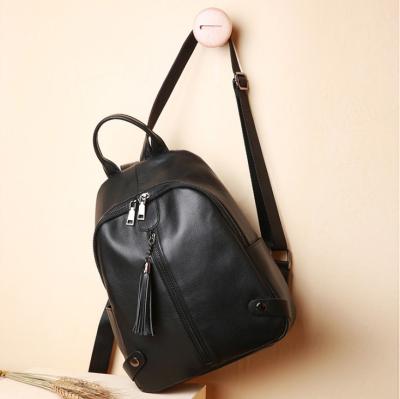 China Daily Double Shoulder Bags for Lady Simple Pure Cow Leather Backpack for sale