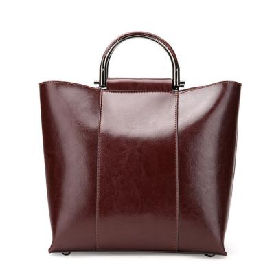 China Genuine Cow Leather Handbags for Women  Simple Tote Bag Cowhide Daily Bags for sale
