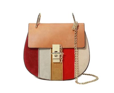 China Desginer Handbags Copy Leather Bags for Women Patchwork  Bags with Lock for sale