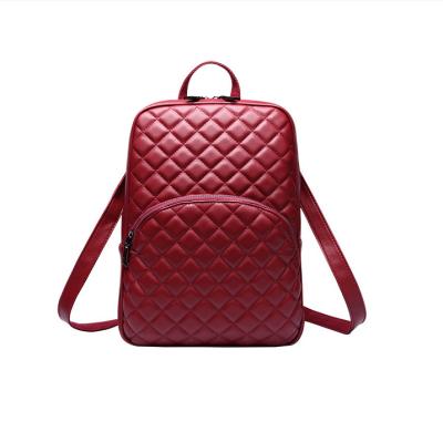 China PU School Bags Rhombus Lattice Immitation Leather  Women Backpack for sale