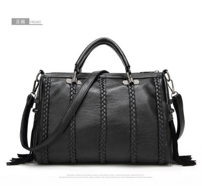 China Weave Bag PU Leather Bags with Tassel Tote Bag Casual Simply Women's Handbags for sale