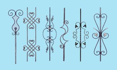 China Wrought Iron Elements/ Ornaments for balusters and gates--Forged balusters and newel post for sale
