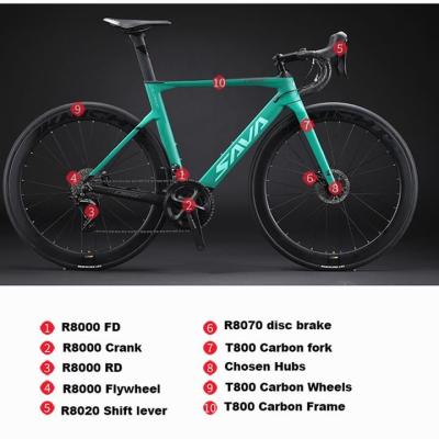 Cina 8.4kg SAVA Full Carbon Road Bike, bici idraulica della fibra del carbonio del freno a disco T800 in vendita