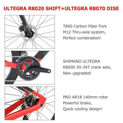 Cina 8.4kg SAVA Full Carbon Road Bike, bici idraulica della fibra del carbonio del freno a disco T800 in vendita