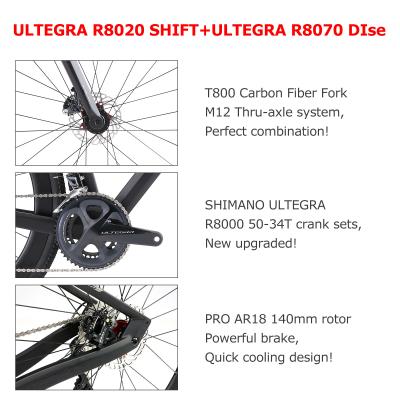 Cina bici della strada della ghiaia del carbonio 9kg, velocità rosso scuro della bici 22 della struttura di 54cm in vendita