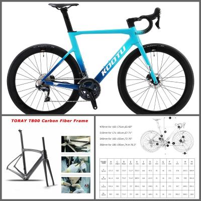 Cina Bici idraulica della strada di Kootu del freno a disco, bici blu nera della strada di 22 velocità in vendita