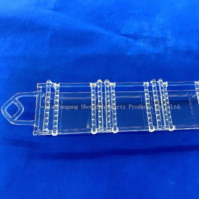 중국 고온 저항성 맑은 쿼츠 보트 사용자 정의 투명한 쿼츠 웨이퍼 캐리어 슬롯 판매용