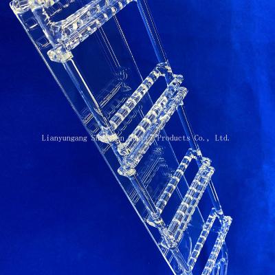 중국 고온 저항성 맑은 쿼츠 보트 사용자 정의 투명한 쿼츠 웨이퍼 캐리어 슬롯 판매용