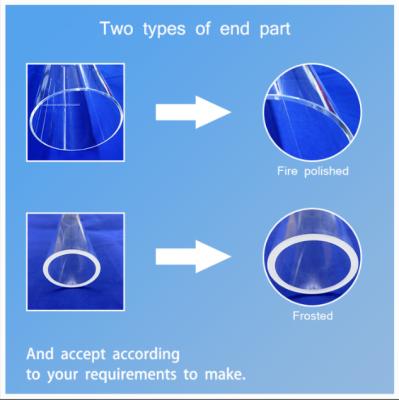 중국 양쪽이 열린 투명 튜브 파이어 폴리싱 투명 유리 석영 튜브 판매용