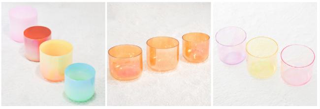 Crystal singing bowl set arrangement