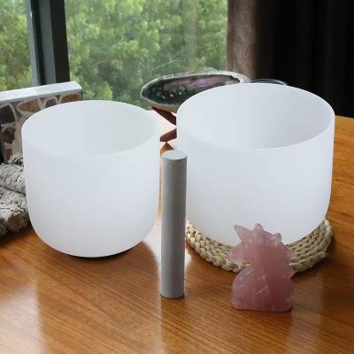 China Pure Quartz Crystal Singing Bowl Set with Harmonic Resonance for Grounding Effect and Meditation for sale