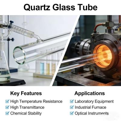 China High Temperature Resistant Quartz Glass Tube with Good Electrical Insulation and High Purity SiO2>99.99% for Laboratories for sale
