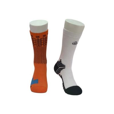 China 50000 Twee kleuren Oranje Wit Mensen Compressie Voetbal sokken Unisex Voetbal Sport Anti-slip sokken Snel droog Te koop