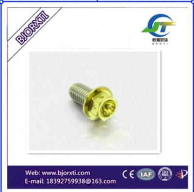 China Titanium Alloy Screws BOLT GR5 TC4 DIN6921 M10 X 30 Flange Head For Bike Yellow Color for sale