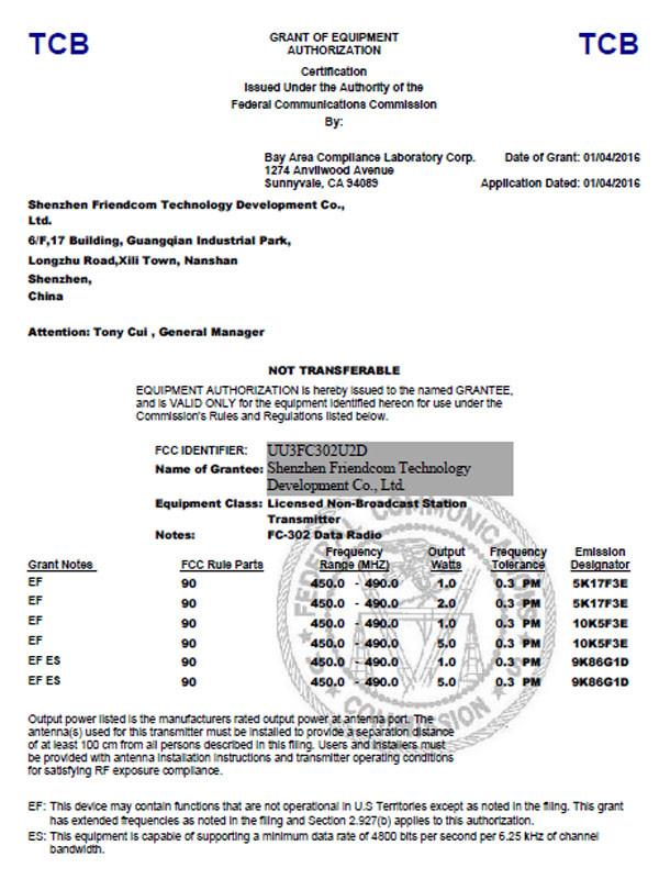 FCC - Shenzhen Friendcom Technology Development Co., Ltd.