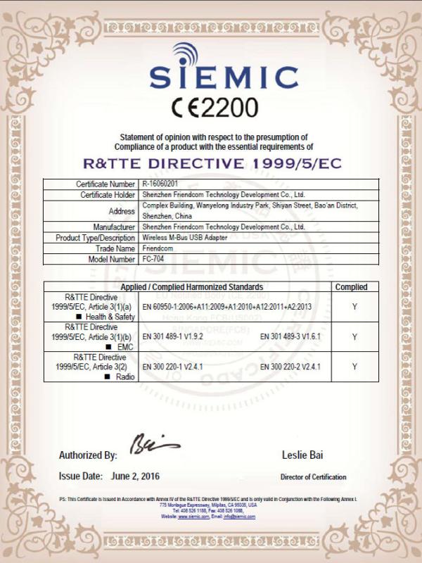 CE - Shenzhen Friendcom Technology Development Co., Ltd.