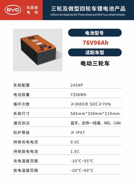 Quality BYD Lithium-ion Batteries For Three-wheel & Mini Four-wheel Vehicles for sale