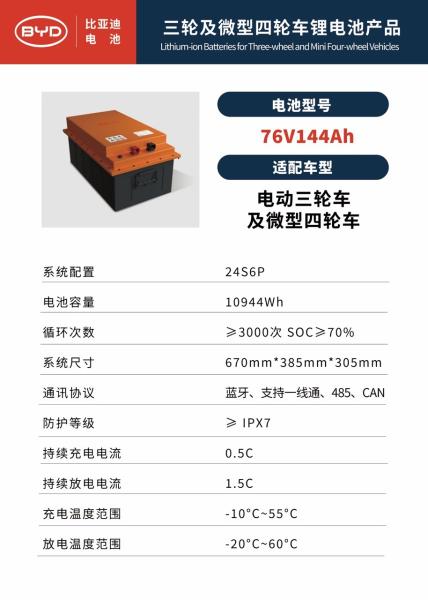 Quality BYD Lithium-ion Batteries For Three-wheel & Mini Four-wheel Vehicles for sale