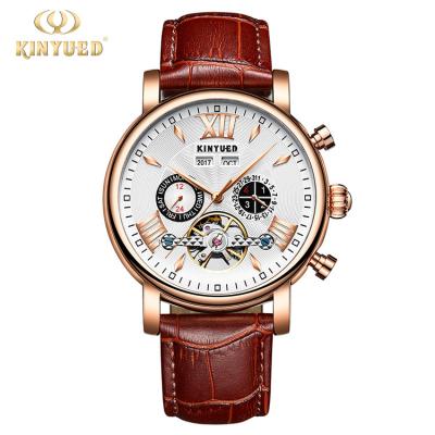 China KINYUED KINYUED new design automatic men watches movement leather luxury relojes mechanical watches men for sale