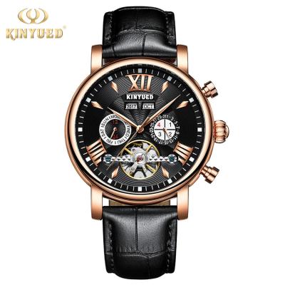 China KINYUED new design automatic men watches movement leather luxury relojes wristwatches for sale