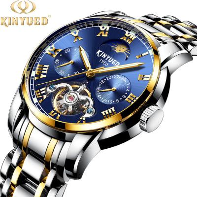 China KINYUED stainless steel  waterproof automatic mechanical watch luminous mens mechanical watch for sale