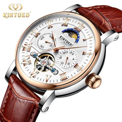China Tourbillon Automatic Movement With Moon Phase Mechanical Watch Fashion Leather Mechanical Mens Watch for sale