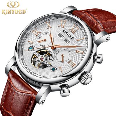 China KINYUED J022-3 leather pin buckle 30M waterproof men automatic mechanical watch for sale
