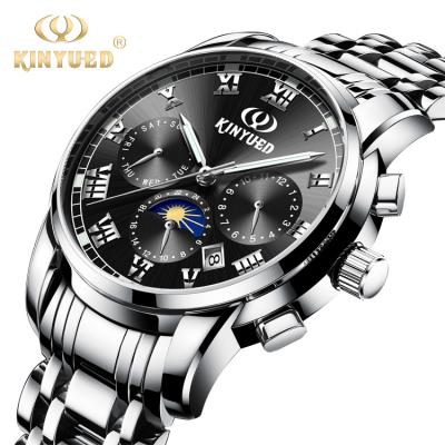 China KINYUED J015-2 Luminous OEM Custom Watches Waterproof Stainless Steel Strap Automatic Mechanical Men's Watch for sale