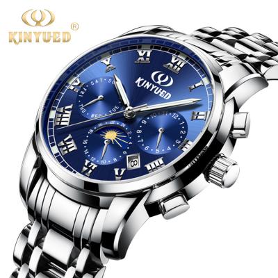China KINYUED J015-1 Luminous Distinctive Style Watches Waterproof Stainless Steel Strap Mechanical Custom Watch Men Wrist for sale