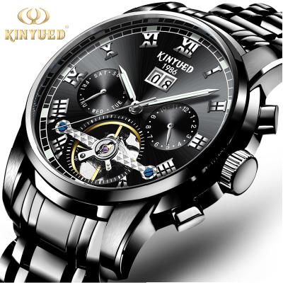 China WINNER Brand Luxury Men Mechanical Watch Golden Stainless Steel Strap Skeleton Dial Luminous Skull Design Wrist Watch for sale