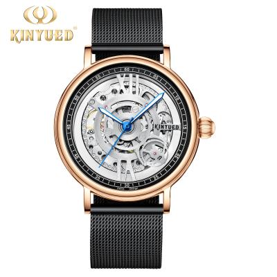 China KINYUED Brand Full Hollow Surface Skeleton Couples Stainless Steel Strap Watches Waterproof Automatic Mechanical relojes for sale