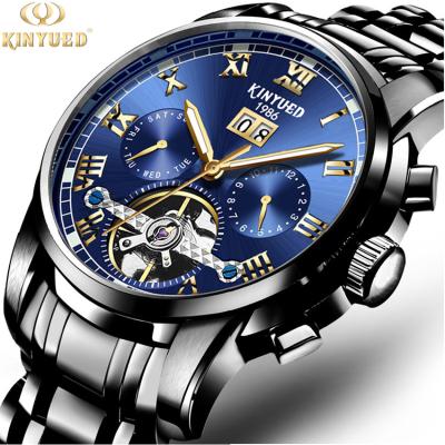 China KINYUED Distinctive Style Tourbillon Automatic Movement Watches Waterproof Luminous Business  OEM Wristwatches for sale