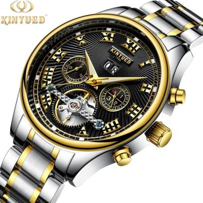 China Black dial fashion brand KINYUED watch tourbillon automatic mens watch mechanical for sale