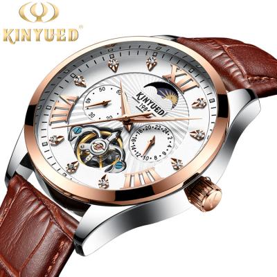 China Watches men luxury brand automatic luminous moon phase watch Leather fashion tourbillon automatic mechanical watch for sale