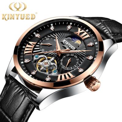 China Fashion brand KINYUED mens watch tourbillon movement moon phase mechanical automatic watch luxury for sale