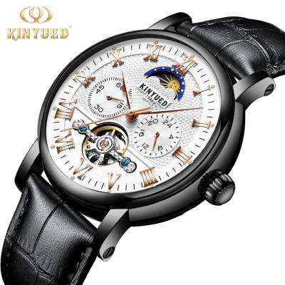China Luxury Brand KINYUED Watches Tourbillon Automatic Movement With Moon Phase Mens Automatic Mechanical Watch for sale