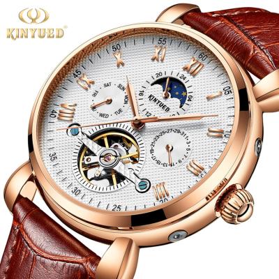 China Genuine Leather Mens Winner Automatic Mechanical Watch Moon Phase Automatic Movement Mechanical Watch for sale