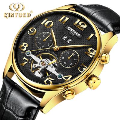China luxury brand custom  Logo  Waterproof Skeleton Leather stainless steel Automatic Mens Tourbillon Watches for sale