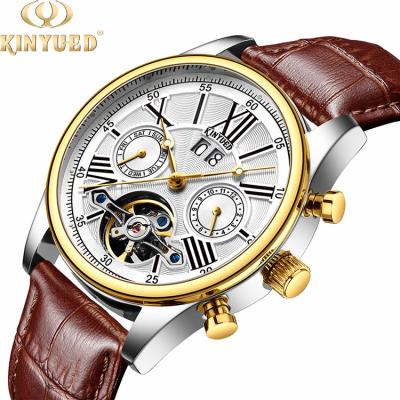 China Brand KINYUED fashion mens wind up use hand water resistant tourbillon automatic watch for sale