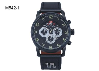 China BARIHO Men's Quartz Watch Unisex Weekender Black Brown Leather Strap M542 for sale