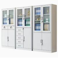 Quality Modern Design 2-Door Glass Steel Cabinet with Adjustable Shelf Factory Metal for sale