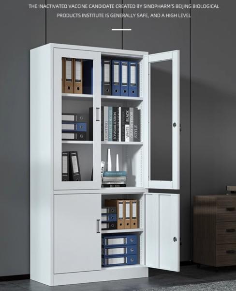 Quality Modern Design 2-Door Glass Steel Cabinet with Adjustable Shelf Factory Metal for sale