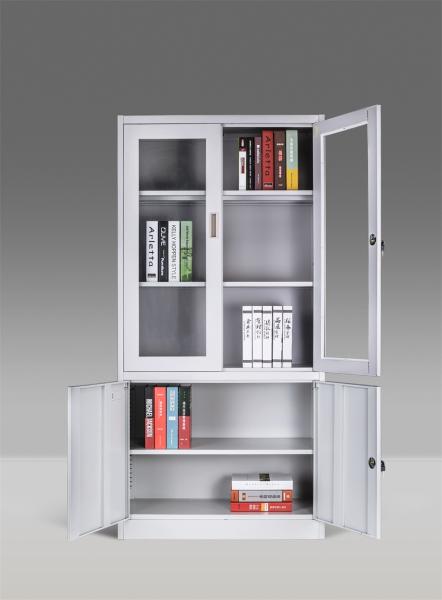 Quality Modern Design 2-Door Glass Steel Cabinet with Adjustable Shelf Factory Metal for sale