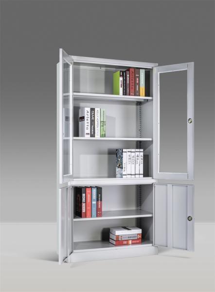 Quality Modern Design 2-Door Glass Steel Cabinet with Adjustable Shelf Factory Metal for sale