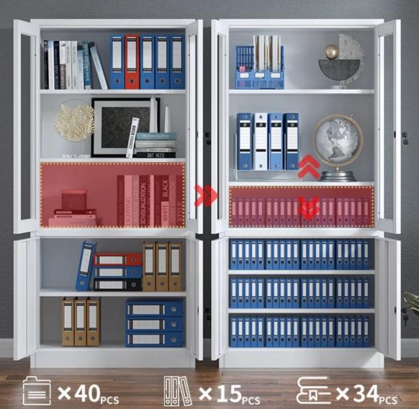 Quality Modern Design 2-Door Glass Steel Cabinet with Adjustable Shelf Factory Metal for sale