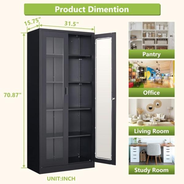 Quality Modern Style Steel and Wood Lockable File Cabinet with Adjustable Bookshelf for sale