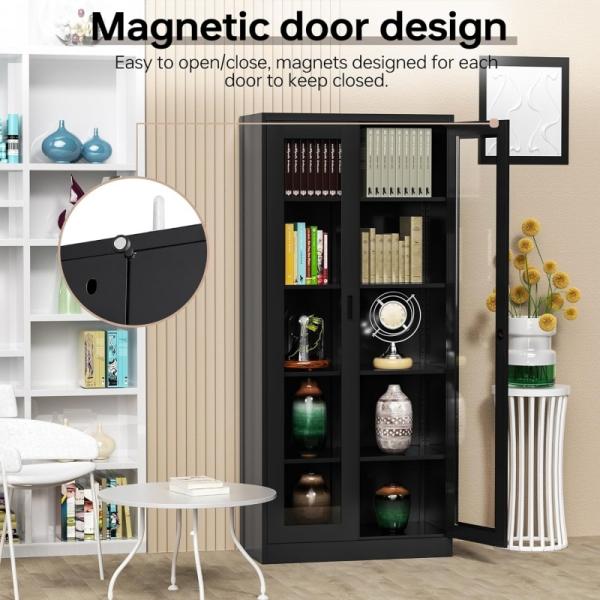 Quality Modern Style Steel and Wood Lockable File Cabinet with Adjustable Bookshelf for sale