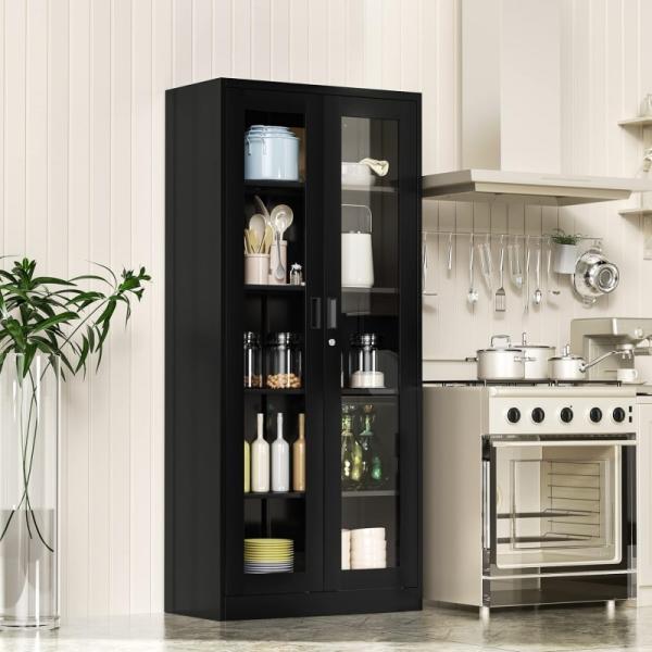 Quality Modern Style Steel and Wood Lockable File Cabinet with Adjustable Bookshelf for sale