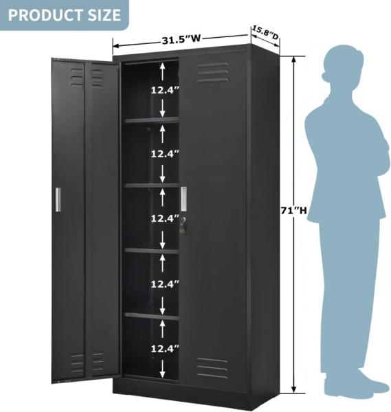 Quality Steel Metal Storage Cabinet With 2 Doors and 4 Adjustable Shelves Lockable for sale