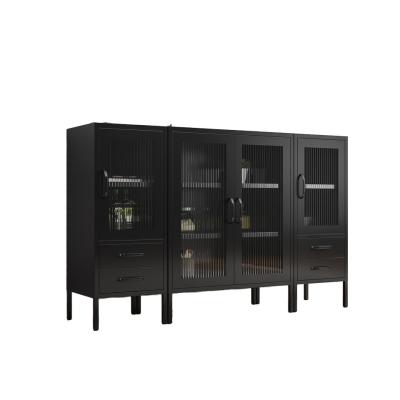 China Bedroom Home Office Kitchen Glass Door Removable Shelves Metal Cabinet for sale